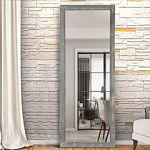 Elevens Traditional Full Length Floor Mirror 65"x22" Rustic Tall Floor Mirror Wall Mirror Standing or Leaning Against Wall for Bedroom, Dressing and Wall-Mounted - Gray