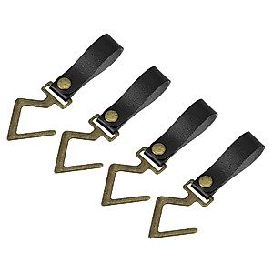 uxcell Leather S Hooks, 4Pcs Camping Hook Hanger Multipurpose S-Shaped Hangers for Outdoor Picnic Hanging Pots Pans Utensils, Black