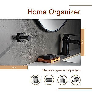 APLusee Matte Black Robe Towel Hook, Stainless Steel Modern Coat Hook, Utility Shower Towel Hanger for Bathroom Kitchen Home Storage