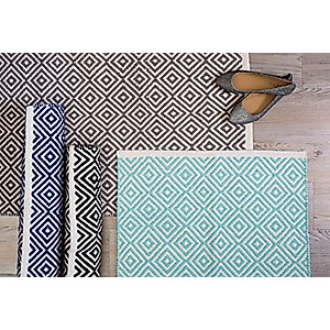 DII Woven Cotton Throw Rug, Area Rugs for Kitchen, Bedroom, Bathroom or Entry Way, Small Rug, 2x3, Diamond Nautical Blue