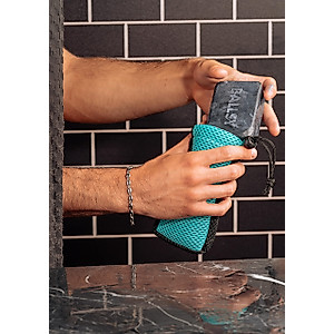 Ballsy Sud Sack Soap Pouch, Exfoliating Sponge for Baths and Showers - Compatible with Duke Cannon & Related Bars, Blue