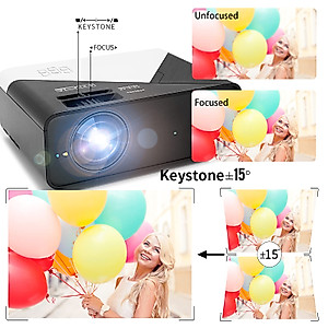 Mini Portable WiFi Projector 1080P-Supported for Outdoor - Native 720P Movie Projector Compatible w/ Smartphone, Laptop, DVD, with 100" Projector Screen for Home Entertainment, 60000 Hrs Lamp Lifetime