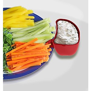 Swiveling Plate and Bowl Clip On Dip Holder For Standard Thickness Dishes. Serve Dips, Sauces, Dressings or Condiments Without Touching Food to Save Space on Platters For Dipping Wings, Chips and More