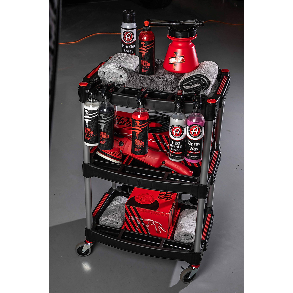 Adam's Polishes Standard Detailing Cart, Custom Mobile Rolling Utility Detailing Tool Cart Organizer for Garage DIY Home Projects, Extra Storage for Mechanics & Detailers During Repairs Car Wash/Wax