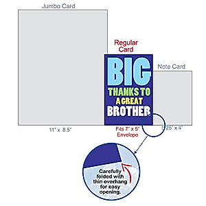 NobleWorks - 1 Thank You Card for Brother - Gratitude and Thanks for Sibling, Stationery Greeting - Great Brother C3238BXG
