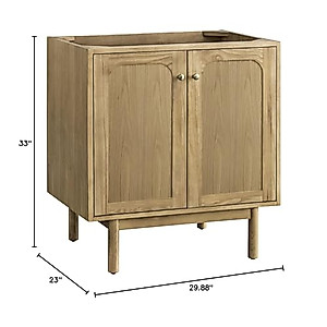 James Martin Vanities 545-V30 Laurent 30" Free Standing or Wall Mounted Single Basin Ash Wood Vanity Cabinet Only with USB Port and Electrical Outlet - Light Oak