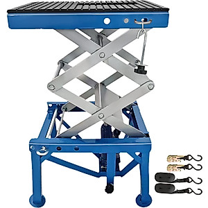 VEVOR Hydraulic Motorcycle Lift Table, 300LBS Hydraulic Motorcycle Scissor Jack, Portable Lift Table, Adjustable Motorcycle Lift Jack, Blue Motorcycle Lift Stand