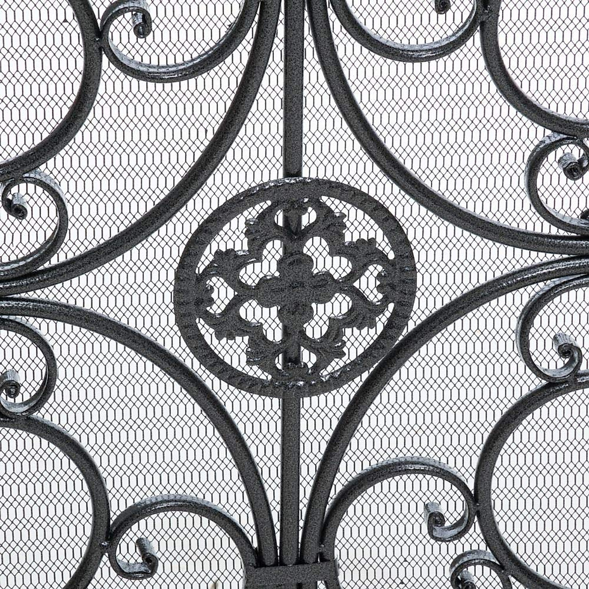Christopher Knight Home Wilmington Fireplace Screen, Silver Flower On Black