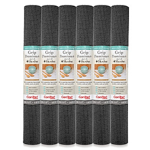 Con-Tact Brand Grip Premium with Microban Non-Adhesive Contact Shelf and Drawer Liner, 20" x 4', Graphite, 6 Rolls