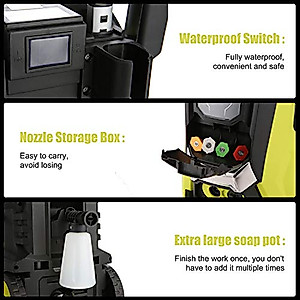 mrliance Electric Pressure Washer 2.1 GPM Smart High Pressure Power Washer 1800W Powerful Cleaner Machine with Hose Reel, 4 Nozzles, Touch Screen 3 Gear Level,15 Level Pressure