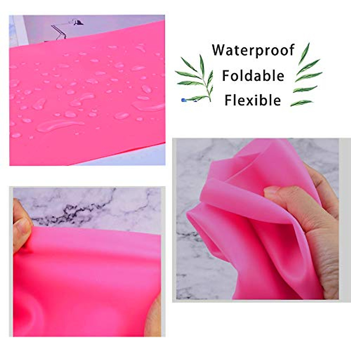 Leceha 2 Pack Silicone Sheet for Crafts, Resin Jewelry Casting Molds Mat, Silicone Mats for Epoxy 11.6" x 8.3", Silicone Placemat Blue and Rose Red