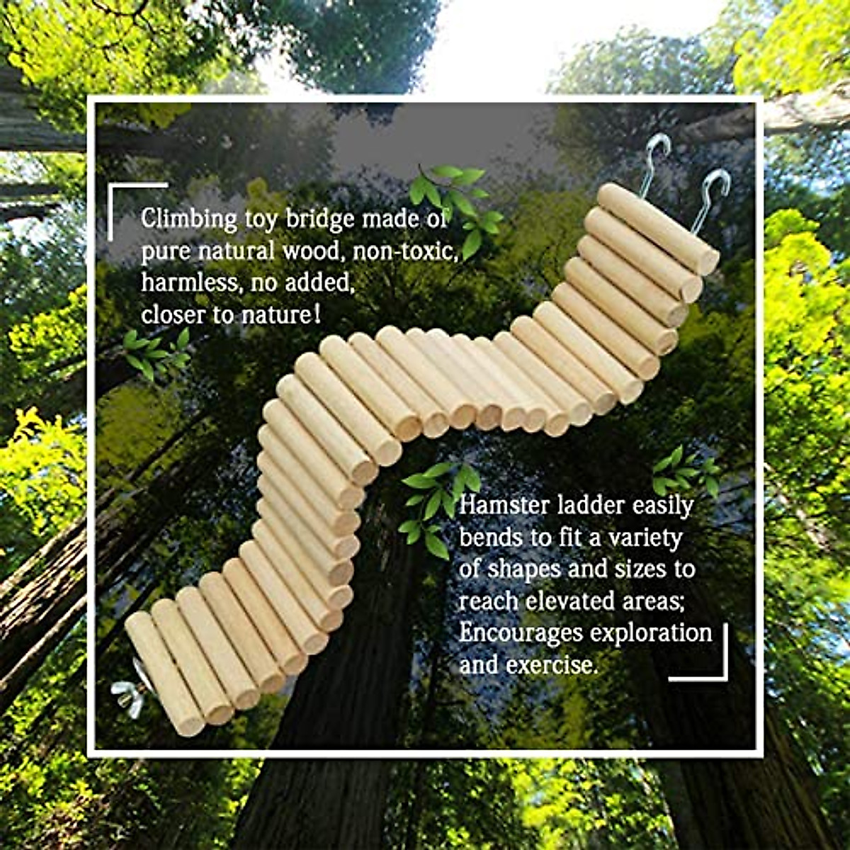Hamster Bridge Suspension Ladder Rat Rainbow Long Bridge Wooden Climbing Ladder Bridge Chew Toys for Dwarf Syrian Hamster Mice Mouse Gerbils(2 PCS)
