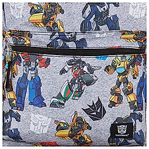 Transformers Optimus Prime Allover Backpack - Optimus, Prime, Megatron and Bumblebee - Transformers School Bookbag (Grey)