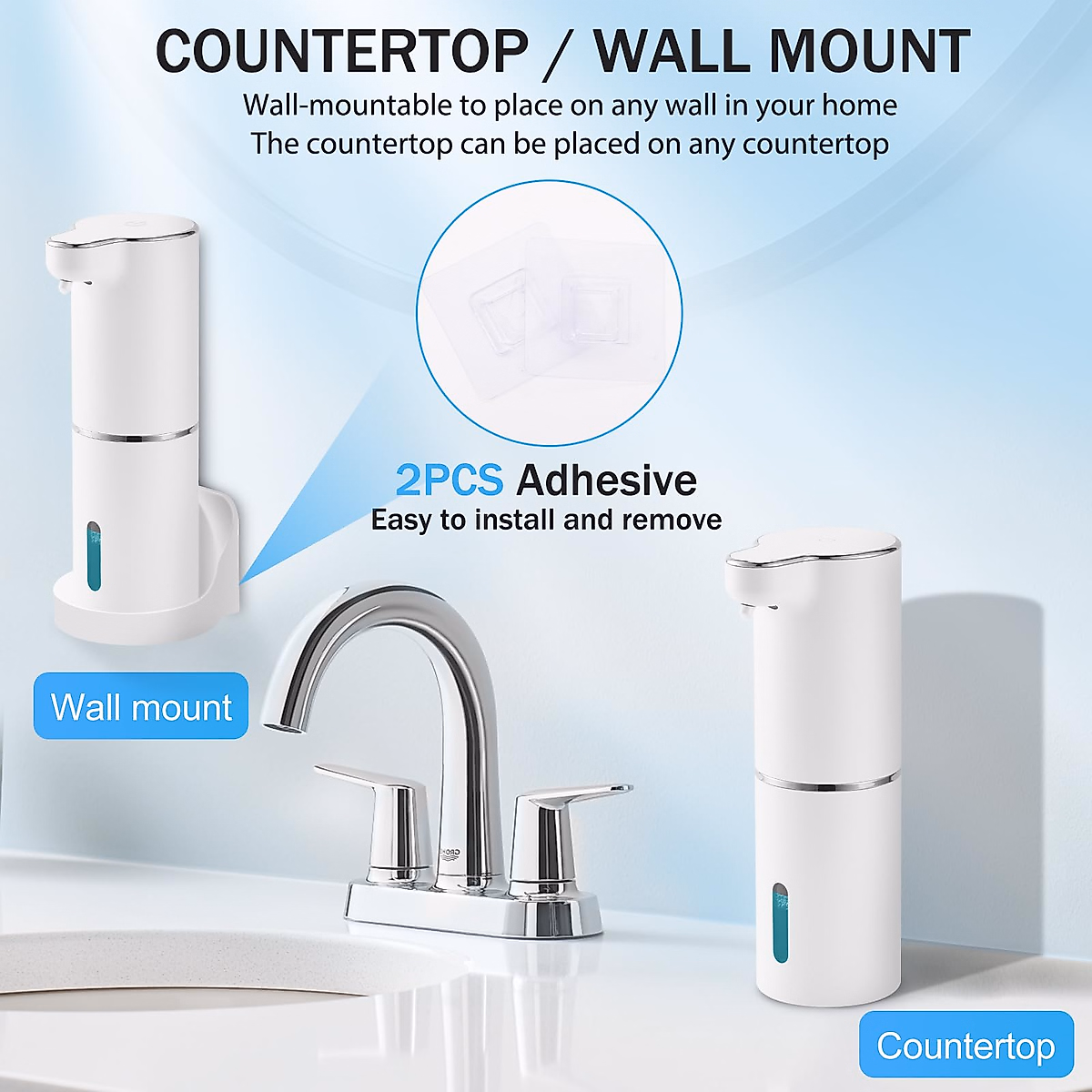 Automatic Foam Soap Dispenser Touchless: Rechargeable Soap Dispenser Wall Mount White