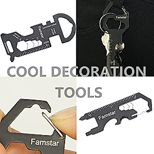 Famstar Keychain Multi-tool 3Pack Metal Pocket Tool for men Portable No rust multi-function tools Wrench for Screw,ruler and bottle opener,19 in 1 Total Routine maintenance.