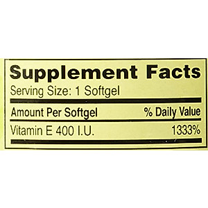 Spring Valley E Vitamin Dietary Supplement, Softgels, 500 ct