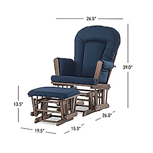 Forever Eclectic by Child Craft Tranquil Glider Rocker and Ottoman Set (Cocoa Bean/Navy Herringbone)