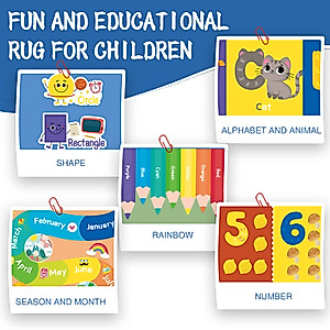 Mhconneaty Kids Play Mat Kids Rug for Playroom, 59x39.4 Inches Floor Mat for Baby Play Mat Playtime Collection ABC, Numbers, Animals, Month, Season Educational Area Rug for Kids Room Classroom