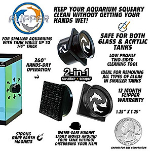 FL!PPER Flipper Pico 2 in 1 Magnetic Scrubber Scraper Aquarium Fish Tank Cleaner - Black