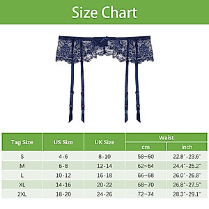 CITUYER Sexy Lace Adjustable Garter Belt High Waisted Hollow Out Lace Suspender Garter Belts for Women (Black-XXL)