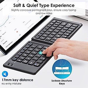 SANWA Foldable Bluetooth Keyboard, Rechargeable Wireless Folding Keypad, Portable & Slim, for Laptop Desktop Computer PC iPad/iPhone Tablet Smartphone, Compatible with MacBook, Windows, Android, iOS