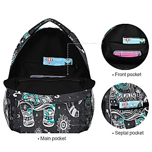 ZZKKO Indian Elephant Tribal Computer Backpacks Book Bag Travel Hiking Camping Daypack