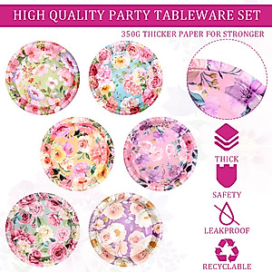 60 Pcs Floral Paper Plates Disposable Dessert Plates 9 Inch Tea Party Plates Party Paper Plates Floral Birthday Decorations for Wedding, Anniversary, Bridal Shower, Birthday, Baby Shower, Graduation
