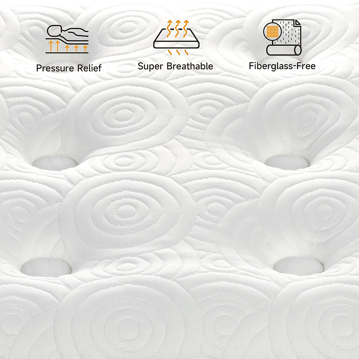 Vesgantti 12 Inch Hybrid Queen Mattress, Gel Memory Foam & Pocket Coils, Medium Firm, Plush Feel