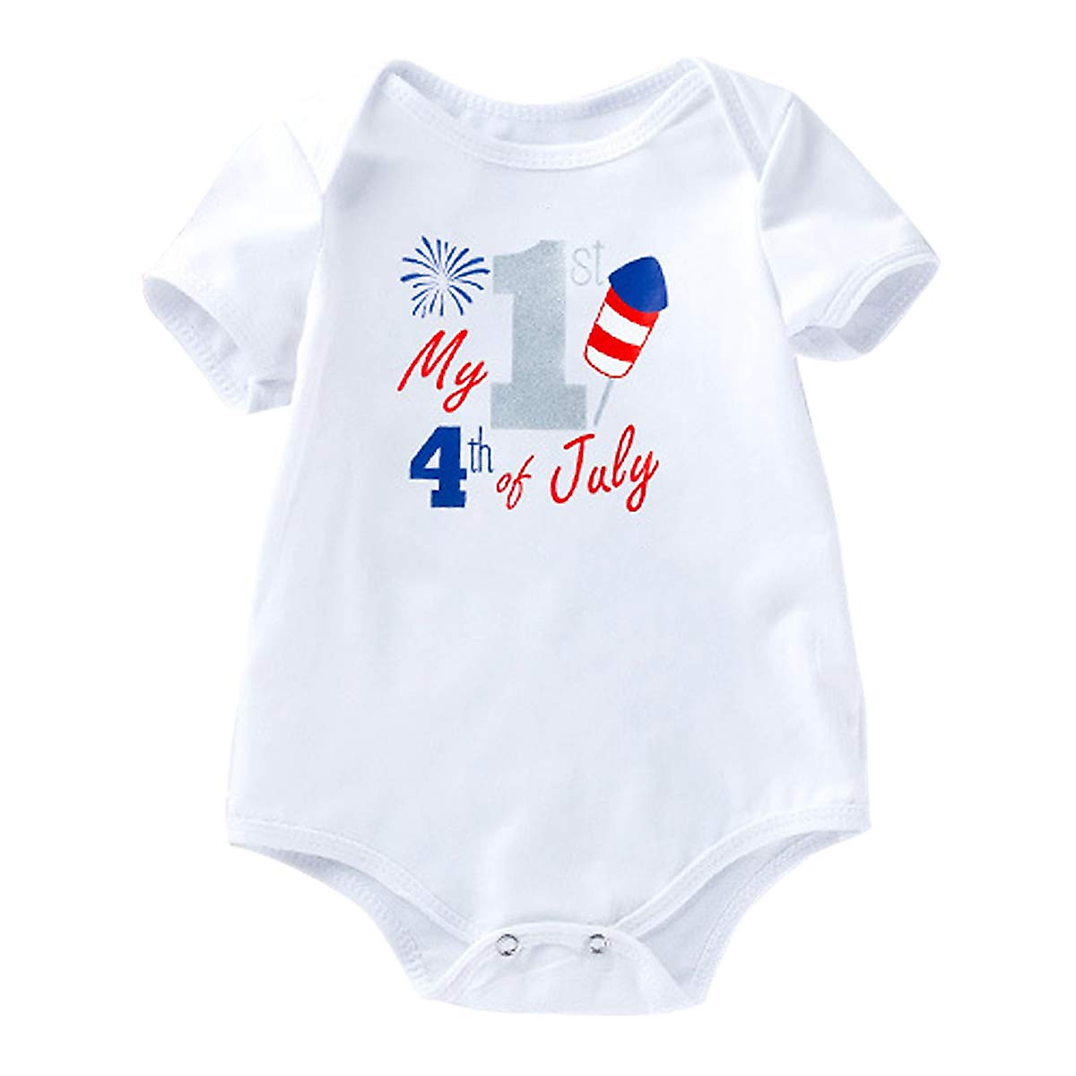 4th of July Baby Girl Outfit American Flag Romper + Ruffle Tulle Tutu Skirt + Flower Headband + Shoes Toddler 1st Birthday Unicorn Dress Independence Day Patriotic Party Clothes 4pcs Set White 0-3M