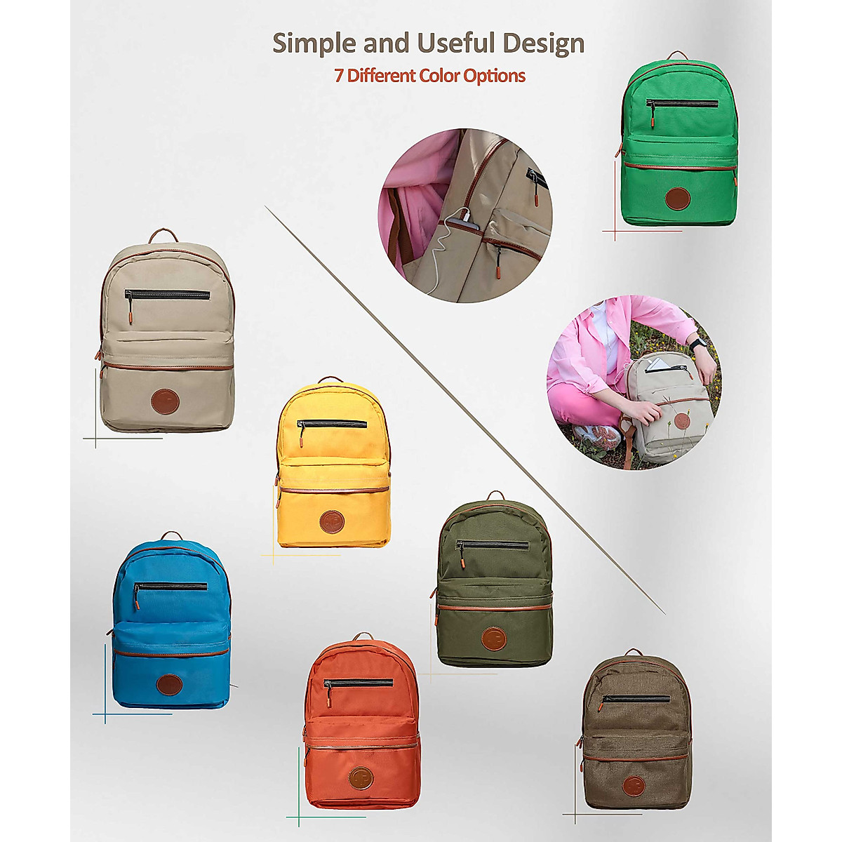 NPO nJoy Laptop Backpack,Fashion Slim Durable Laptops Backpack , Stylish Water Repellent College School Computer Bag for Women & Men Fits 16 Inch Laptop and Notebook (Green)