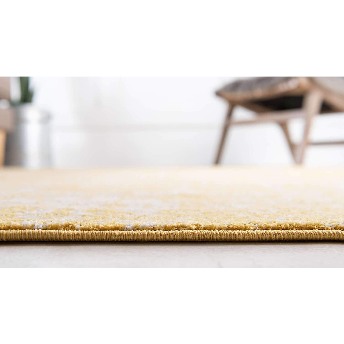 Unique Loom Tradition Collection Classic Southwestern Distressed Casual Design Area Rug, 5 ft x 8 ft, Yellow/Ivory
