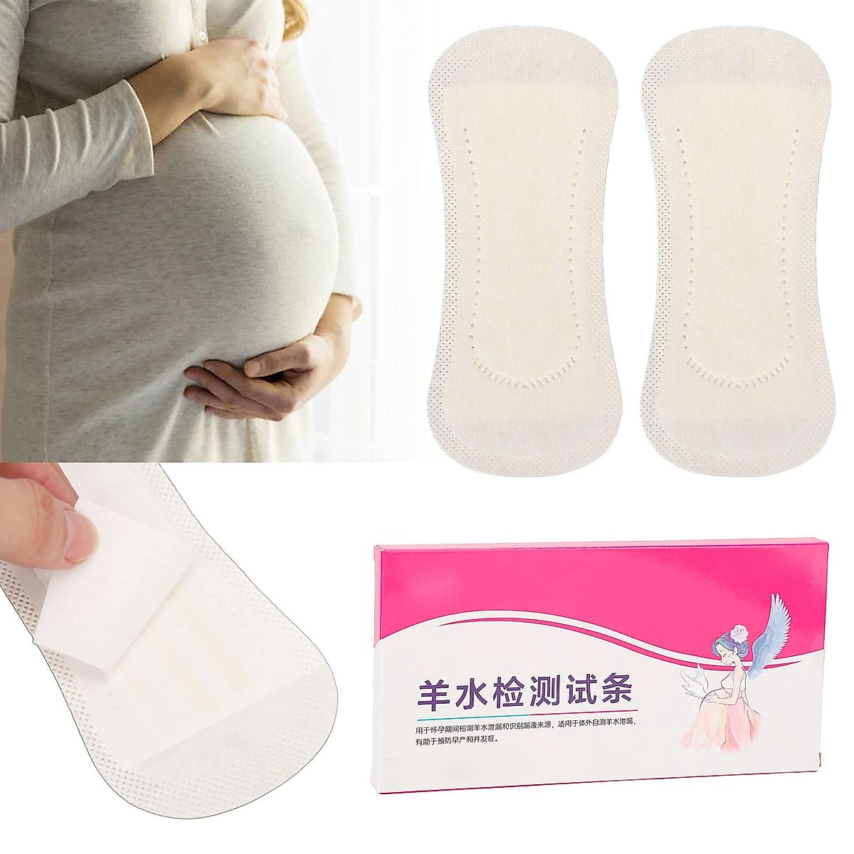 2pcs Amniotic Fluid Test Strip Maternity Home Easy to Use High Sensitivity Feminine PH Test Strips with Amniotic Fluid Control Chart for PH Value Detection