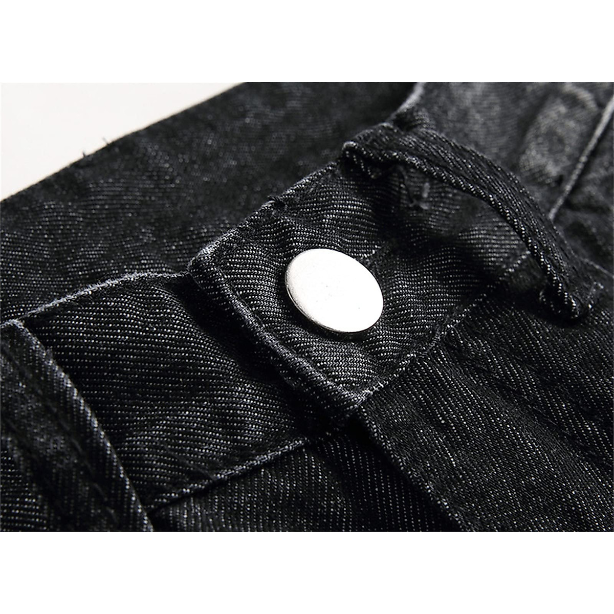 Men's Ripped Washed Slim Fit Jeans Straight Leg Moto Biker Denim Pants Vintage Distressed Skinny Jean Trousers (Black,32)