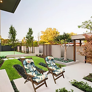 Srutirbo Rocking Chair Cushion Pad, Water Resistant Floral Printed Patio Chair Cushion for Adirondack Chair High Back Indoor Outdoor Soft Thickened Patio Chaise Lounger Cushion (C)