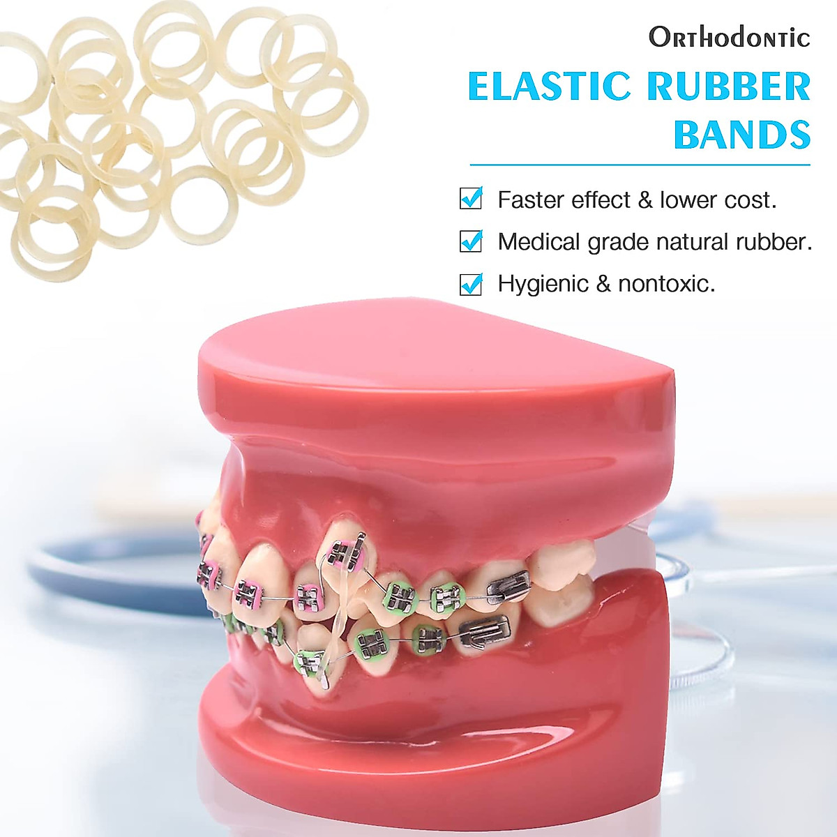 ANNWAH 500 pcs Rubber Bands for Braces,elastics for braces Fox 4.5 Ounces,Heavy Rubber Traction Bands 1/4" (100 Pieces/Pack)