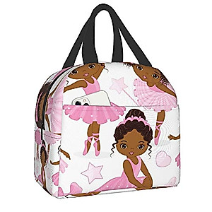 Lycomify Reusable Tote Lunch Bag,Pink Ballet Cute Girl Ballerina Dancer Skirt Gymnastic Kid Personalizedwaterproof Insulated Cooler box Bags Luch Container for Office School Picnic Beach Workout…