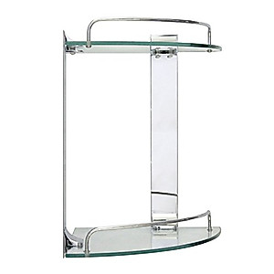 MODONA Double Corner Glass Shelf with Rail – Polished Chrome – 5 Year Warrantee