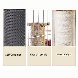 SHENGOCASE 2-Pack Cat Scratching Post for Crate Cage, Cage Mounted Scratching Post with Self Groomer and Massager, Cage Scratcher Pole, Cat Cage Kennel Crate Playpen Accessories Toys