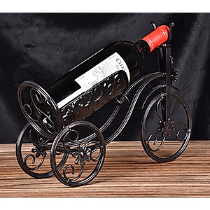 CdyBox Wrought Iron Wine Holder/Rack Bike Shape Tricycle Art Home Décor (Black)