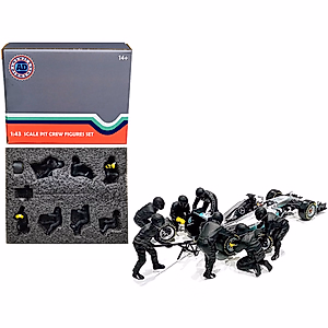 American Diorama Formula One F1 Pit Crew 7 Figurine Set Team Black Release II for 1/43 Scale Models