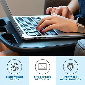 LapGear MyDesk Lap Desk with Device Ledge and Phone Holder - Black - Fits up to 15.6 Inch Laptops - Style No. 44448