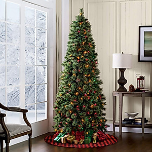 48 Inches Christmas Tree Skirt Red and Black Plaid Buffalo Check Double Layers Skirts for Christmas Decorations Indoor Outdoor, Xmas Party Holiday Ornaments (48 Inches)