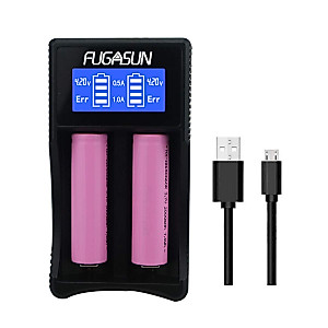 18650 Battery Charger, LCD Intelligent 18650 USB Battery Charger for Li-ion/Ni-MH/Ni-Cd 26650,22650,20700,18650,18490,18350,17670,17500,16340(RCR123),14500,10440 (USB Charger with Adapter)