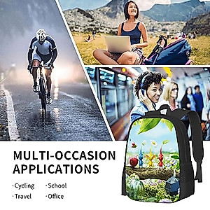 RACEK Lightweight Laptop Backpack Pik-min Rucksack 3D Printed Anime Travel Casual Adjustable Straps Daypack For Men Women