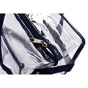 Handy Laundry Clear Tote Bag Stadium Approved - Shoulder Straps and Zippered Top. Perfect Clear Bag for Work, School, Sports Games and Concerts. Meets Stadium Tournament Guidelines. (Blue)