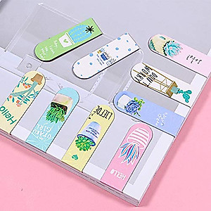 30 Pieces Cute Magnetic Bookmarks for Women/Men, Dual Sided Rainbow Film Laminated Book Markers for Girls, Funny Magnetic Bookmarks for Kids, Book Marks Bulk Page Clip Reading Giveaways (Cactus Plant)