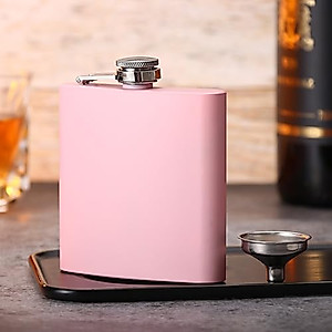 Pink Liquor Flask for Women 6 Oz - 18/8 Stainless Steel Cute Portable Hip Whiskey Flask for Bar BBQS and Traveling Christmas Thanksgiving Gifts