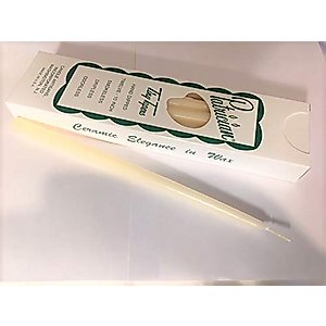 Patrician (10in Tall x 1/2'' Diameter) Ivory Hand Dipped Skinny Taper Candles, Set of 12