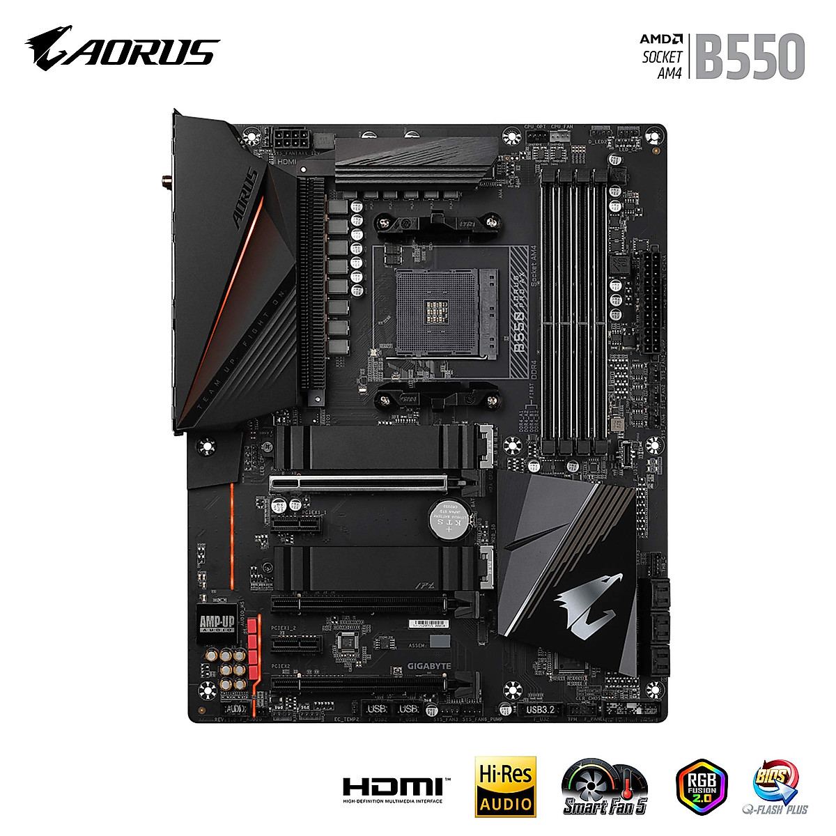GIGABYTE B550 AORUS PRO (AM4 AMD/B550/ATX/Dual M.2/ SATA 6Gb/s/USB 3.2 Gen 2/2.5 GbE LAN/ALC1220-VB/RGB Fusion 2.0/PCIe4/DDR4/Gaming Motherboard)