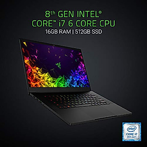 Razer Blade 15 Gaming Laptop: Intel Core i7-8750H 6 Core, NVIDIA GeForce RTX 2060, 15.6" FHD 144Hz, 16GB RAM, 512GB SSD, CNC Aluminum, Chroma RGB Lighting, Thunderbolt 3